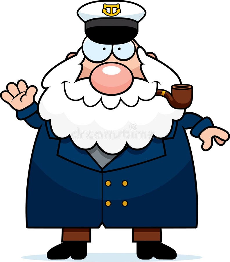 Cartoon Sea Captain Waving stock vector. Illustration of pipe - 51377227