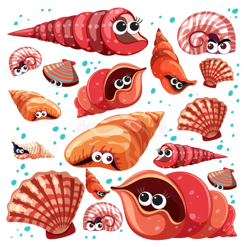 Cartoon Sea Life Seamless Pattern with Many Different Seashells ...