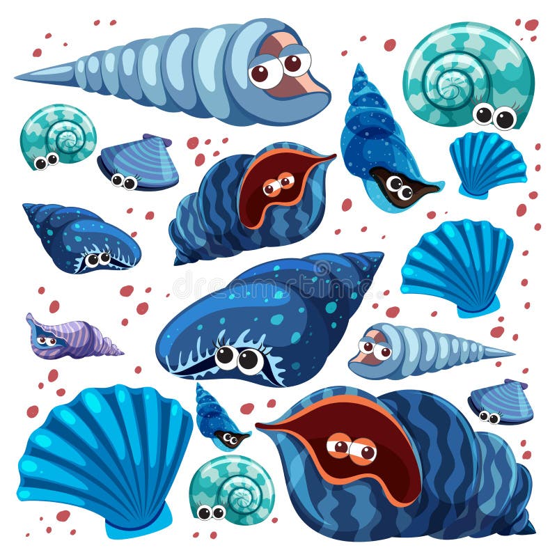 Cartoon Sea Life Seamless Pattern with Many Different Seashells ...