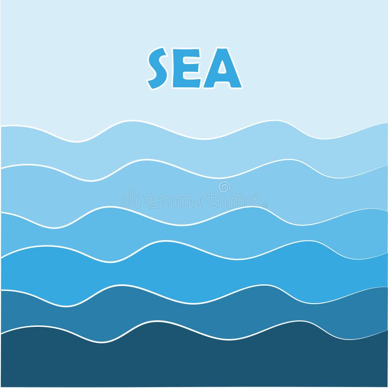 Cartoon Sea in Realistic Style. Water Surface. Vector Illustration ...