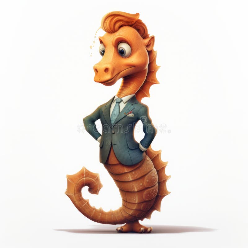 Cartoon Seahorse in a Suit: Playful and Elegantly Formal Character ... Cartoon Seahorse in a Suit: Playful and Elegantly Formal Character ...