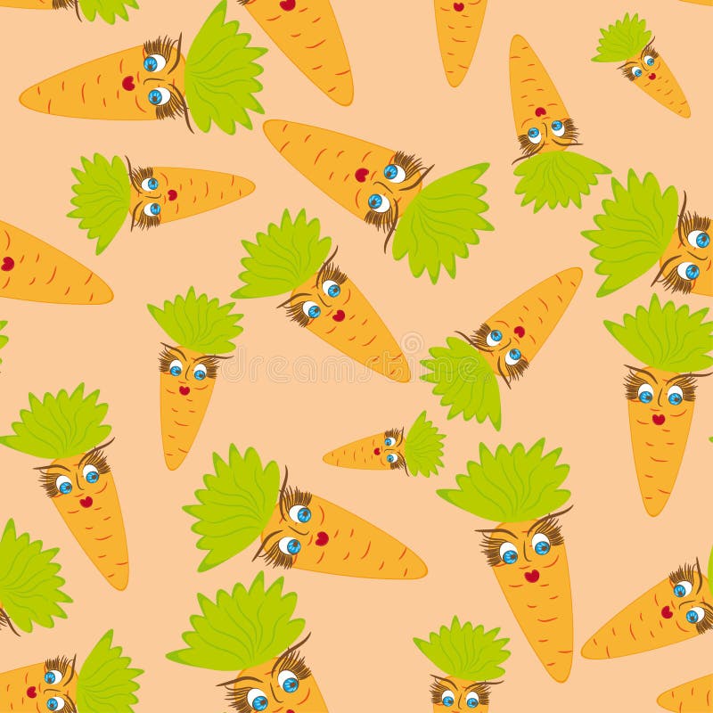 Cartoon Seamless with Animated Carrots Stock Vector - Illustration of ...