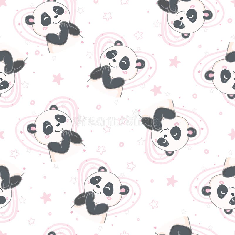 Cartoon Seamless Panda Pattern Stock Vector - Illustration of cartoon ...