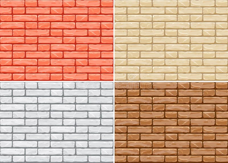 Vector Set of Cartoon Brick Wall Stock Vector - Illustration of decor ...