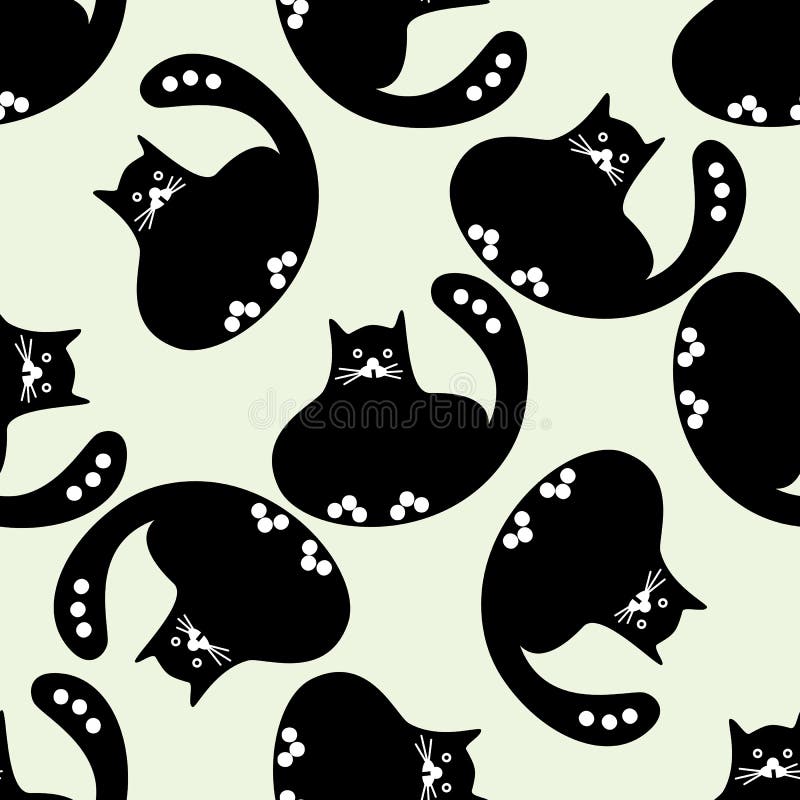 Cartoon Seamless Pattern with Cats Stock Vector - Illustration of ...