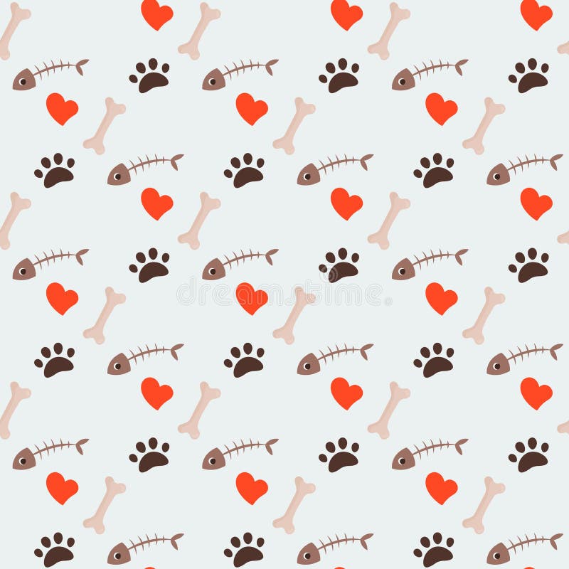 Pets Pattern with Cartoon Print Stock Vector - Illustration of trendy ...