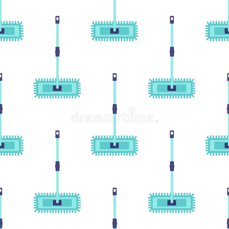 Cartoon Seamless Pattern of Mop on White Stock Vector - Illustration of ...
