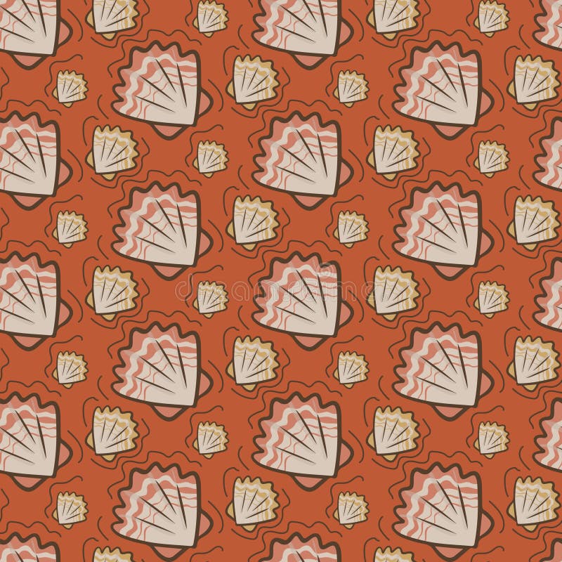 Cartoon Seamless Pattern with Seashells Stock Illustration ...