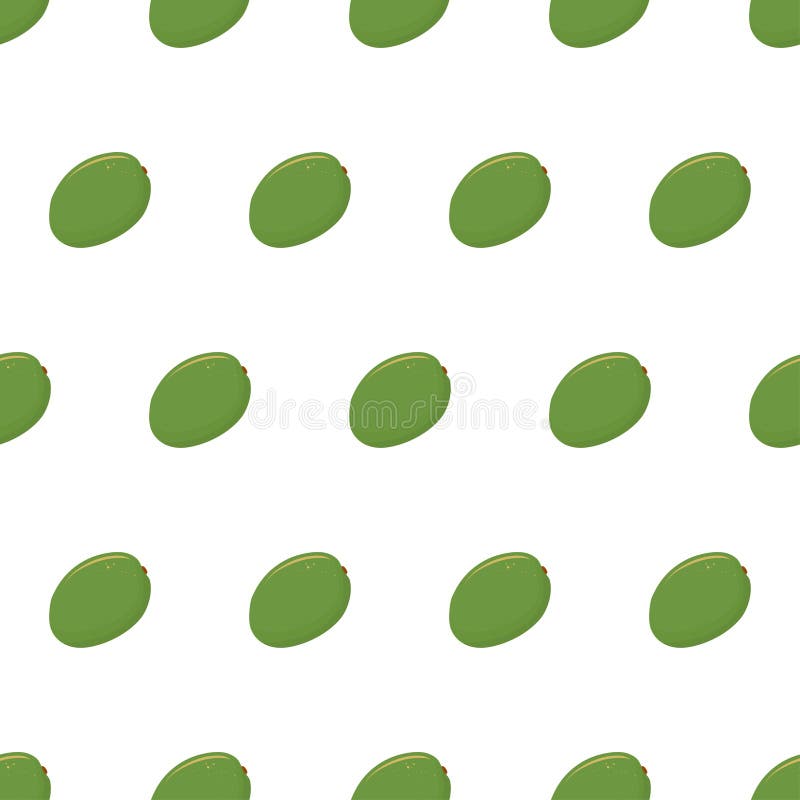 Cartoon Seamless Pattern with Whole Green Mango on White Backdrop ...