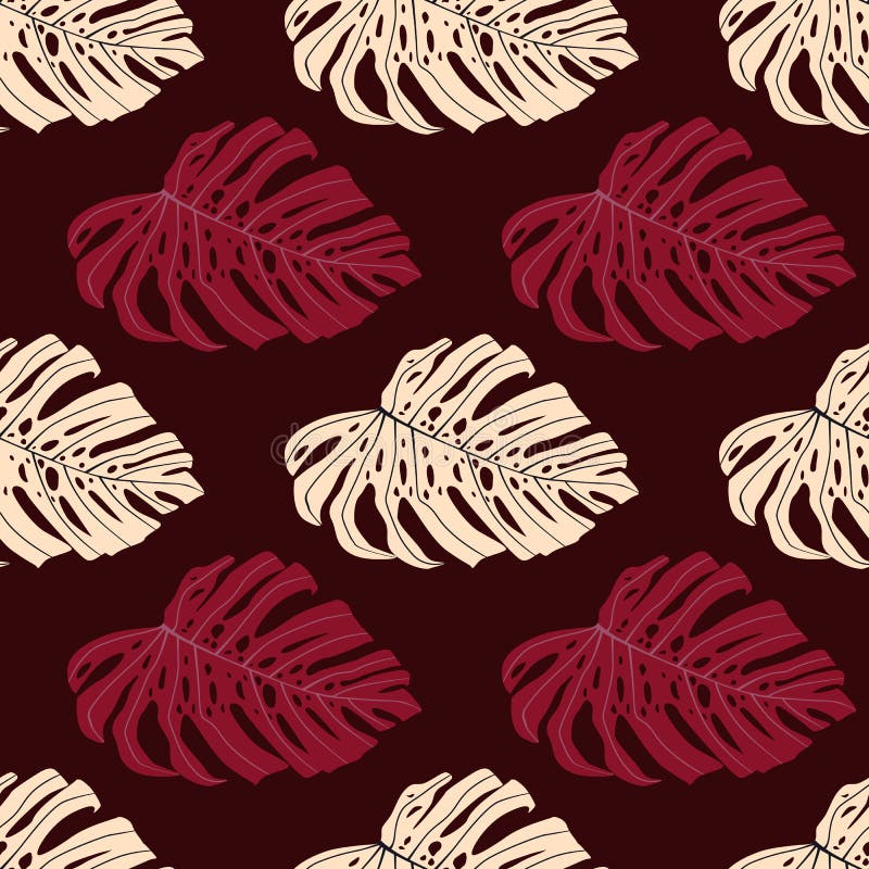 Cartoon Seamless Simple Pattern with Abstract Monstera Silhouettes ...