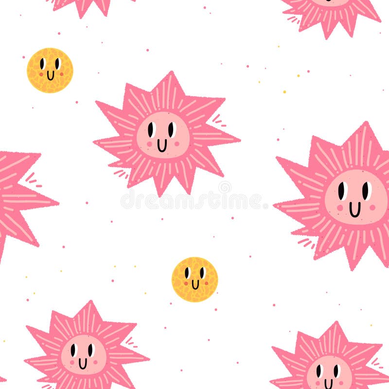 Cartoon Seamless Texture. White Background. Doodle Ellements with Fun ...