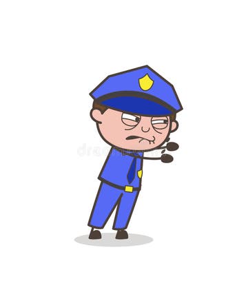 Cartoon Security-Guard Pulling with Full of Force Stock Illustration ...