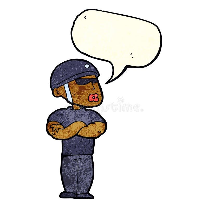 Cartoon Security Guard with Speech Bubble Stock Illustration ...