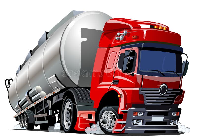 Cartoon Semi Tanker Truck Isolated on White Background Stock Vector ...