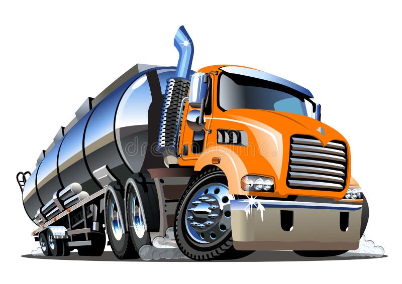 Cartoon Tanker Tanker Truck Vector, Sticker Clipart Large Truck Has An