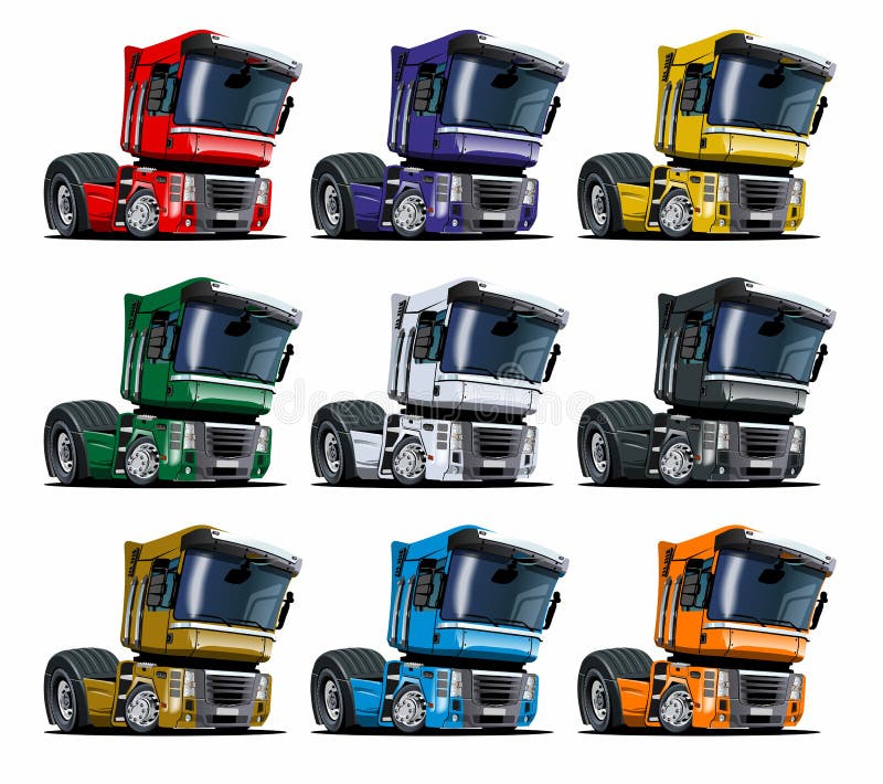 Cartoon Semi Trucks Set Isolated on White Stock Illustration ... Cartoon Semi Trucks Set Isolated on White Stock Illustration ...