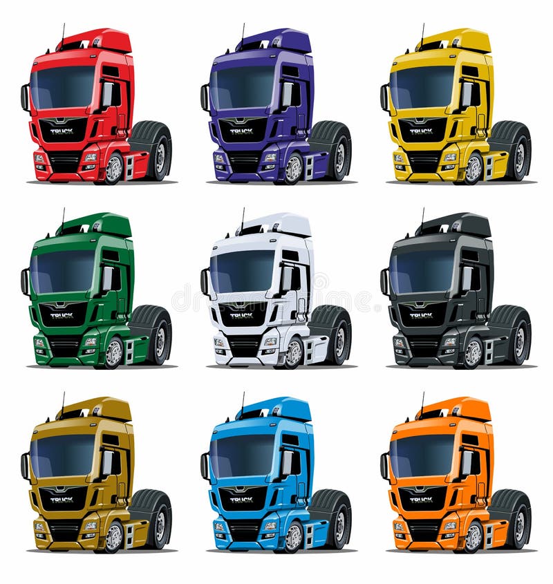 Cartoon Semi Trucks Set Isolated on White Stock Illustration ... Cartoon Semi Trucks Set Isolated on White Stock Illustration ...