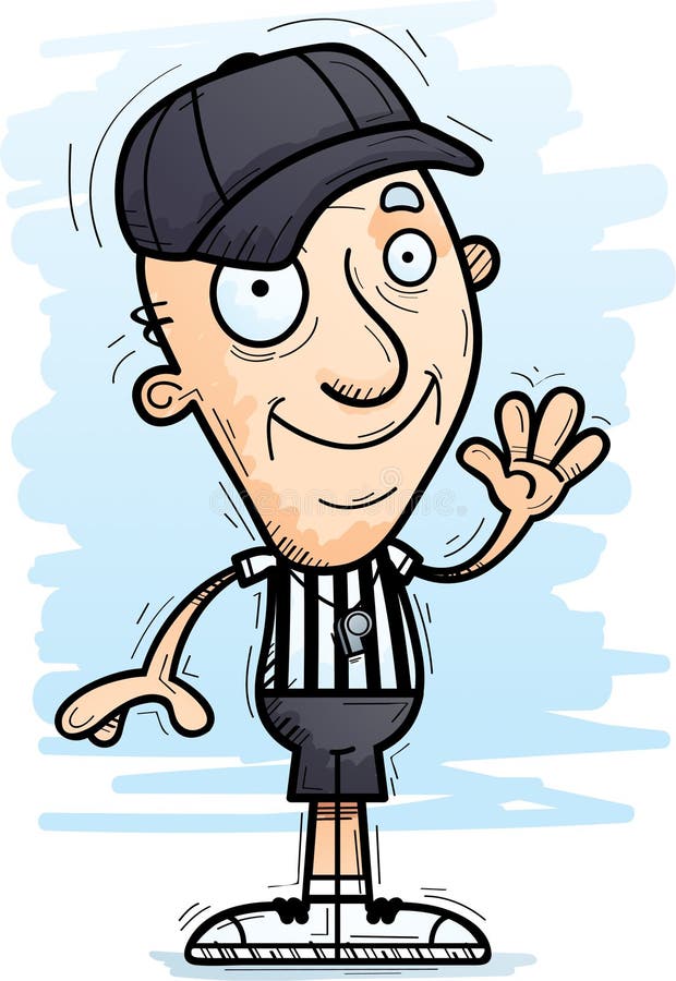 Cartoon Senior Referee Waving Stock Vector - Illustration of sketch ...