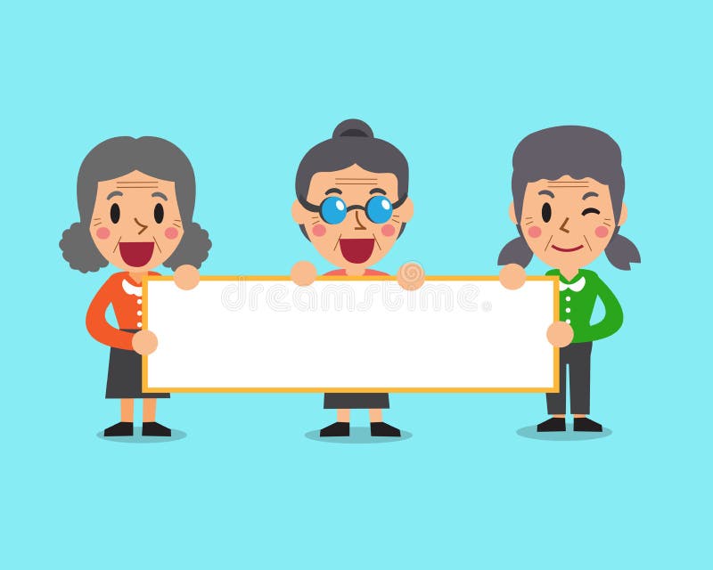 Cartoon Senior Women Holding Board for Presentation Stock Vector ...