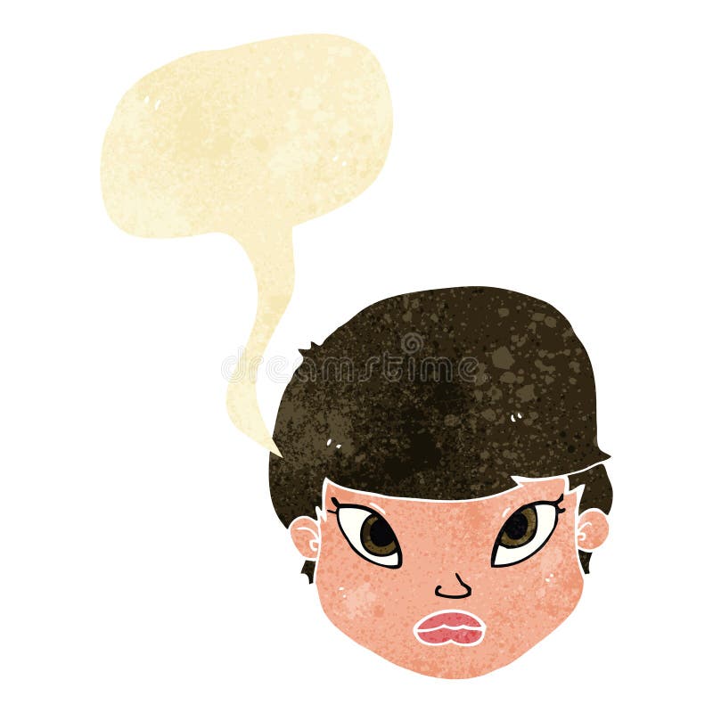 Cartoon Serious Face with Speech Bubble Stock Illustration ...