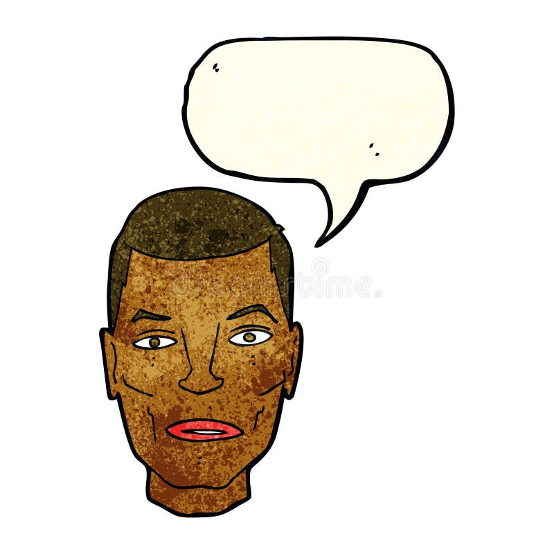 Cartoon Serious Male Face with Speech Bubble Stock Illustration ...