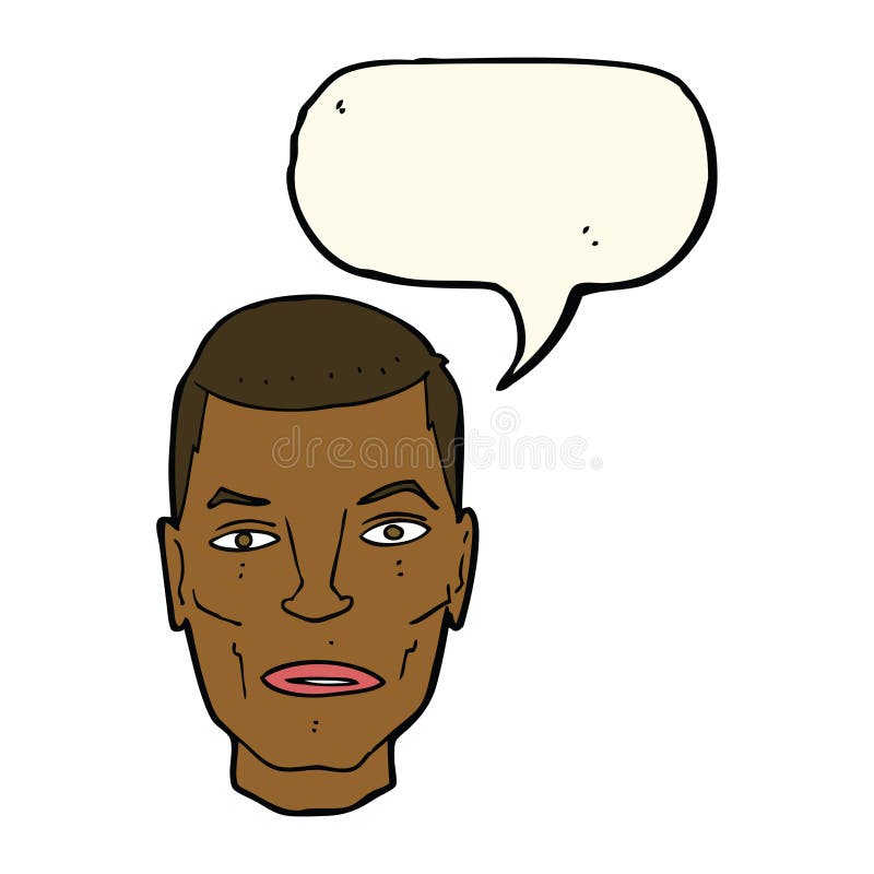Cartoon Serious Male Face with Speech Bubble Stock Illustration ...