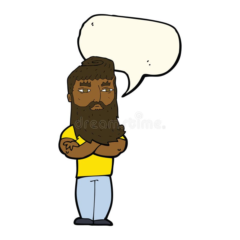 Cartoon Serious Man with Beard with Speech Bubble Stock Illustration ...
