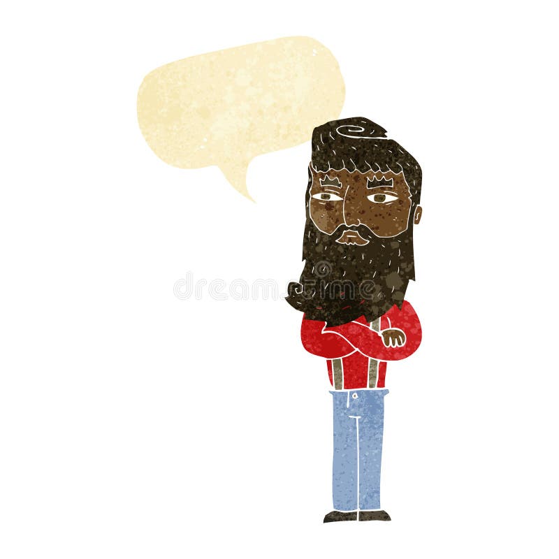 Cartoon Serious Man with Beard with Speech Bubble Stock Illustration ...