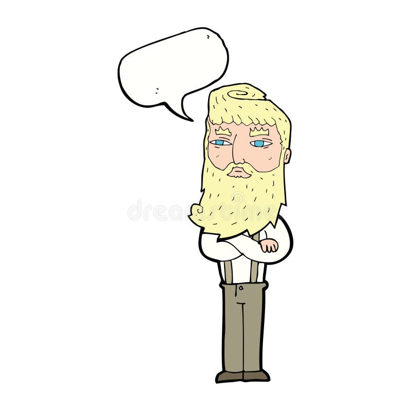 Cartoon Serious Man with Beard with Speech Bubble Stock Illustration ...