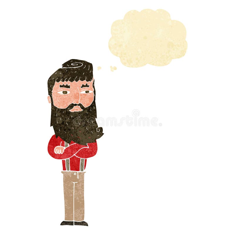 Cartoon Serious Man with Beard with Thought Bubble Stock Illustration ...