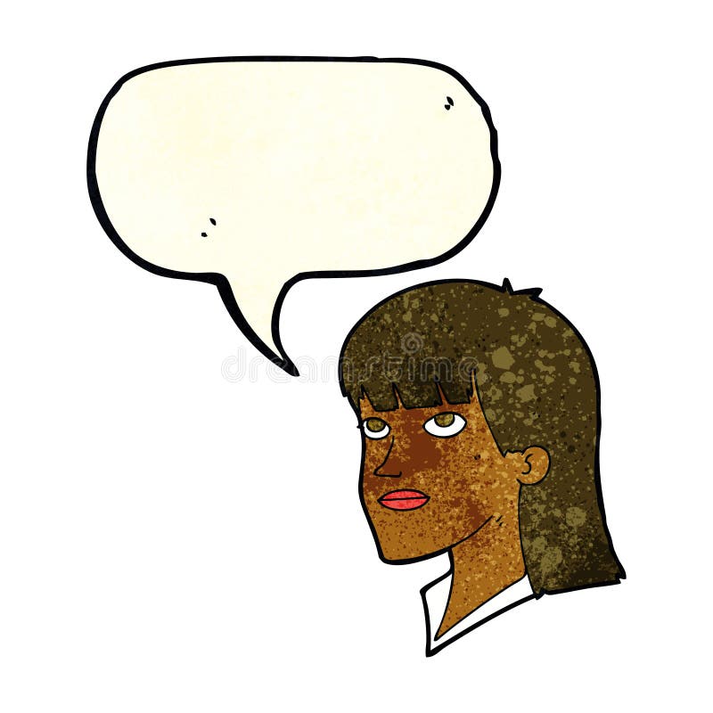 Cartoon Serious Woman with Speech Bubble Stock Illustration ...