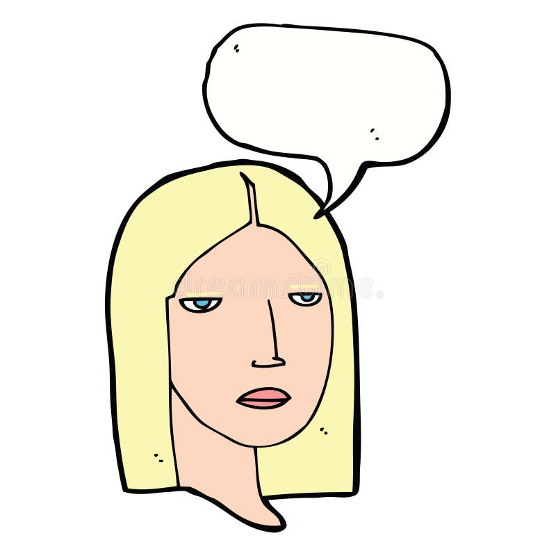 Cartoon Serious Woman with Speech Bubble Stock Illustration ...