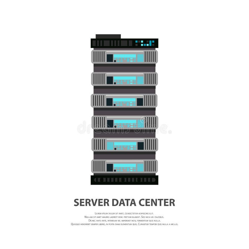 Cartoon Server Data Center Icon in Flat Style Isolated on White. Big ...