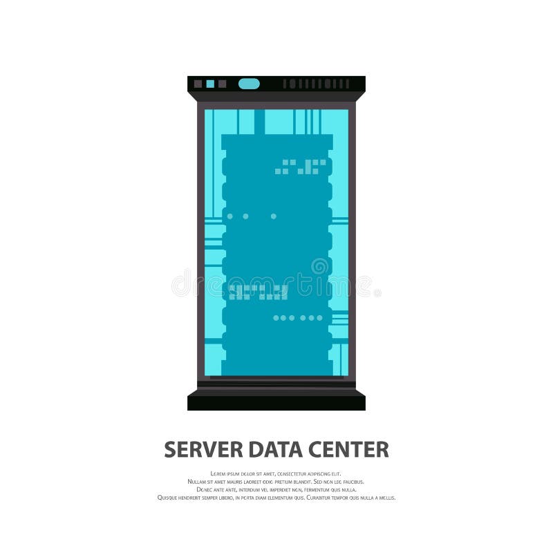 Cartoon Server Data Center Icon in Flat Style Isolated on White. Big ...