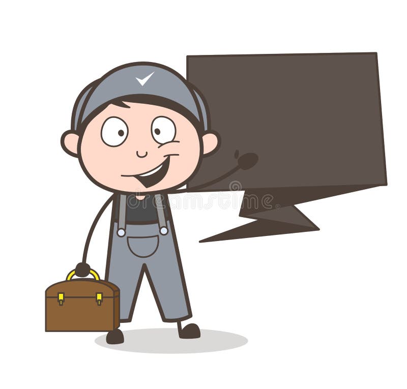 Cartoon Service Boy with Speech Bubble Vector Stock Illustration ...