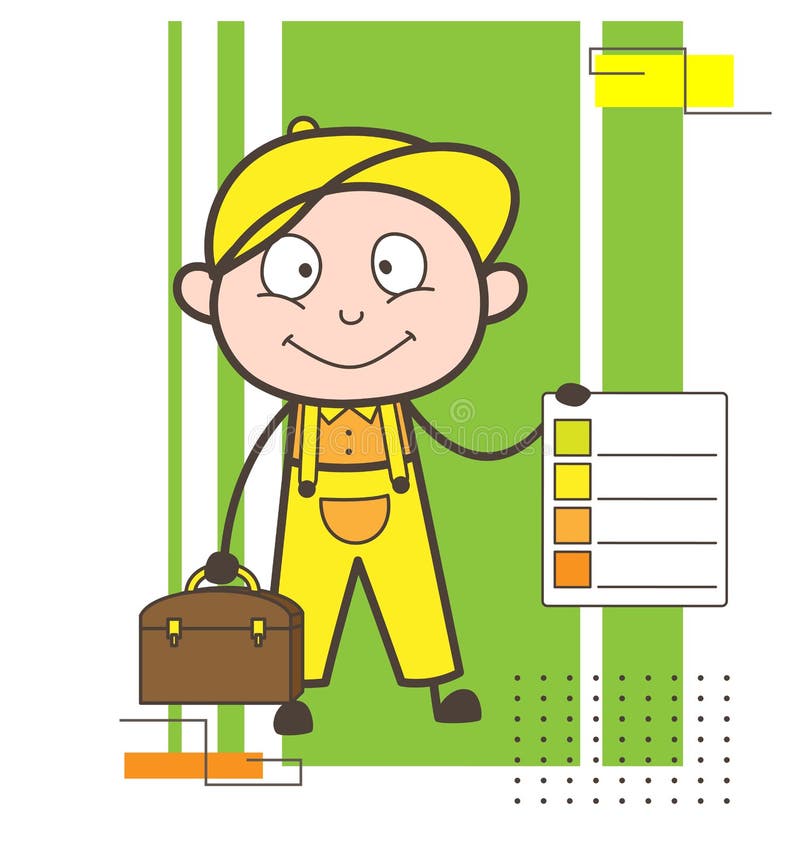 Cartoon Service Man Showing Checklist Vector Stock Illustration ...