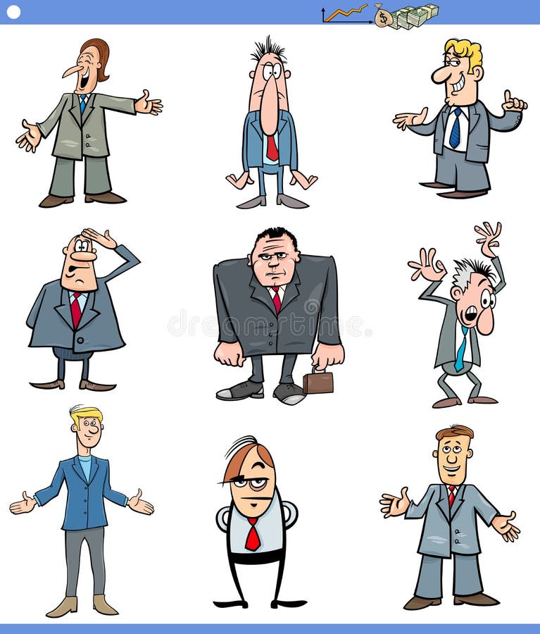 Cartoon Set of Businessmen or Men Stock Vector - Illustration of clip ...