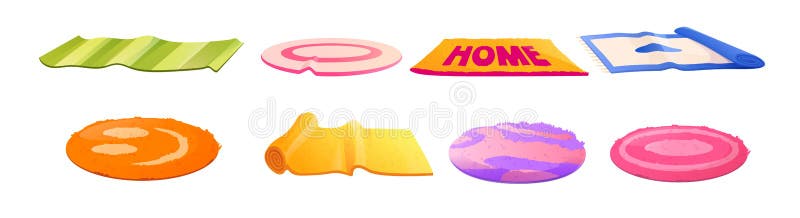 Cartoon Set of Colorful Carpets Isolated on White Stock Vector ...