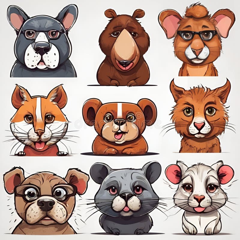 Cartoon Set of Cute Animals Stock Illustration - Illustration of ...