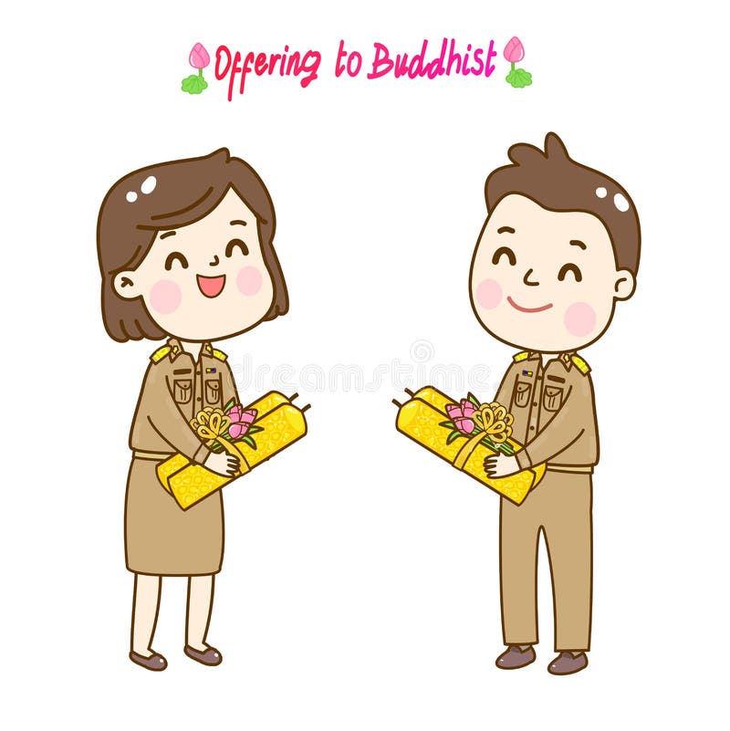 Cartoon Offering To Buddhist Vector. Stock Vector - Illustration of ...