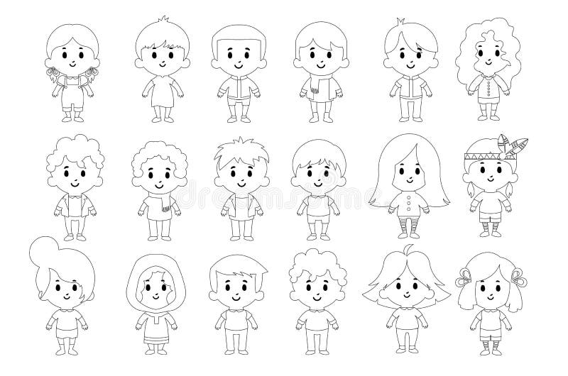 Cartoon Set of Different Characters Isolated on White Background Stock ...