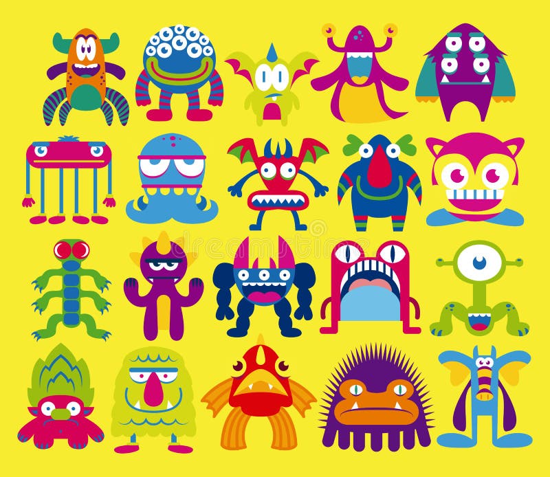 Cartoon Set of Different Monsters Isolated Stock Illustration ...
