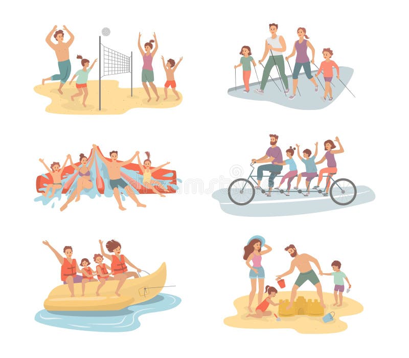 Cartoon Set of Family Activities Stock Vector - Illustration of child ...