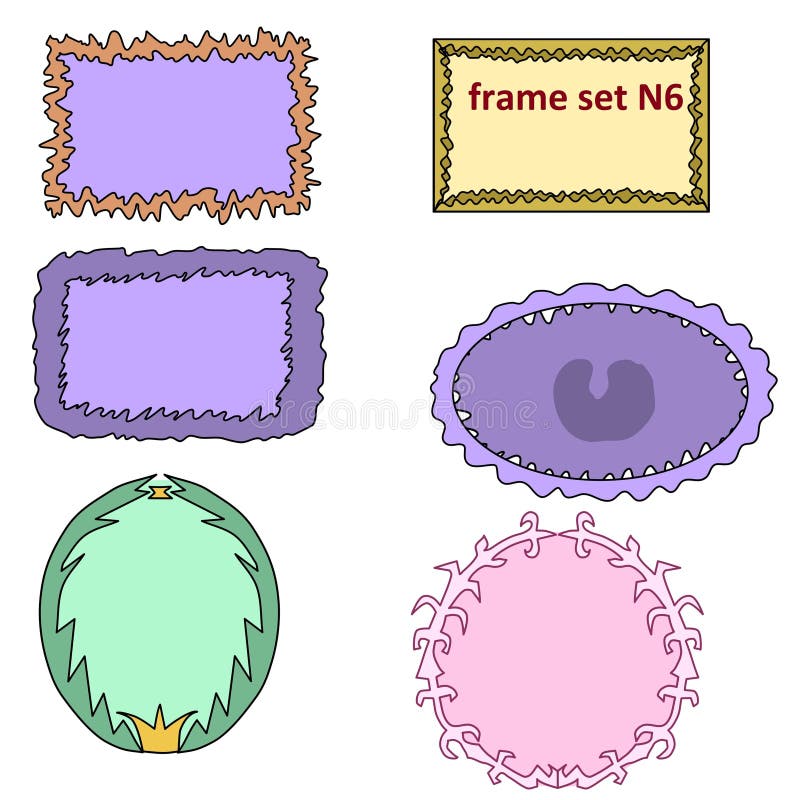 A Cartoon Set of Frames of Different Colors, Hand-drawn in the Style of ...