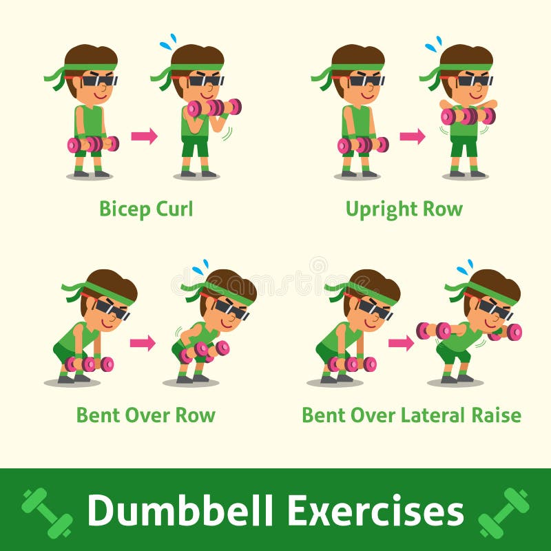 Cartoon Set of Man Doing Dumbbell Exercise Step for Health and Fitness ... Cartoon Set of Man Doing Dumbbell Exercise Step for Health and Fitness ...