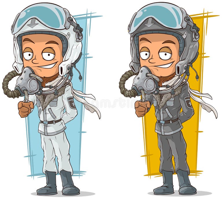 Cartoon Set of Pilots with Cool Helmets Stock Vector - Illustration of ...