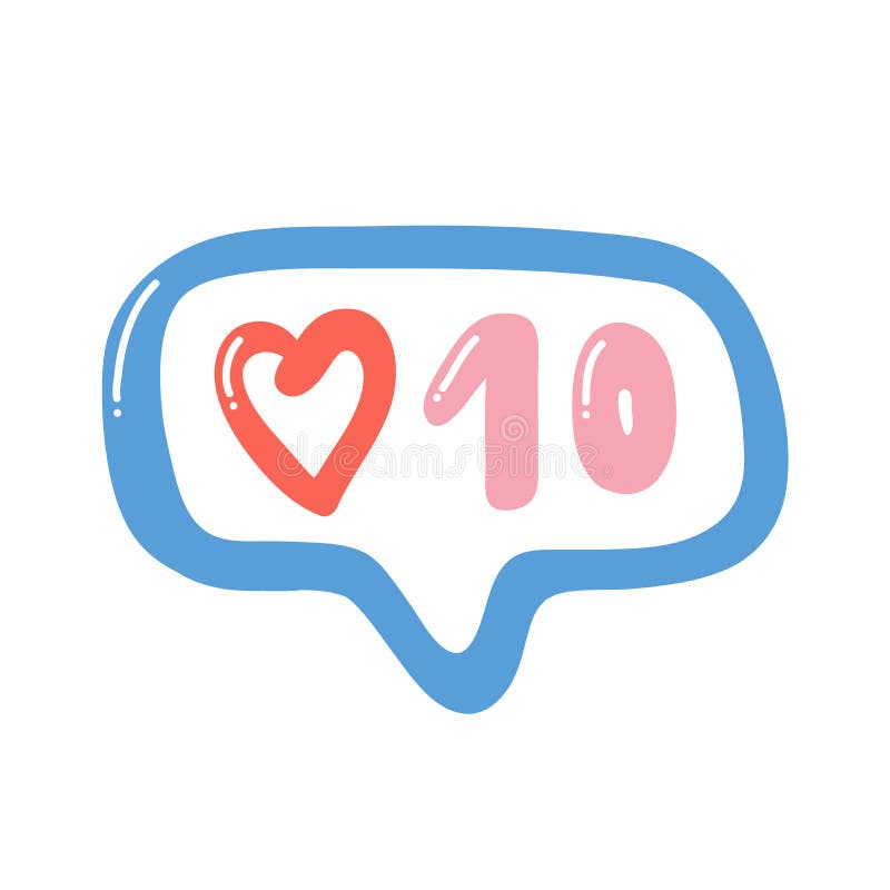 Cartoon Set with Red Like Bubble for Mobile App Design. Stock Vector ...