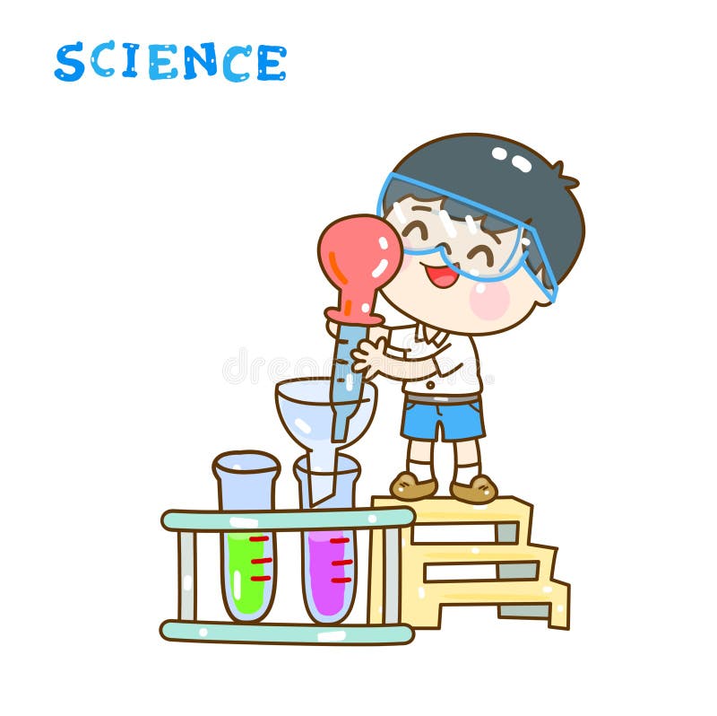 Cartoon Kids Learning Science Classroom. Stock Illustration ...