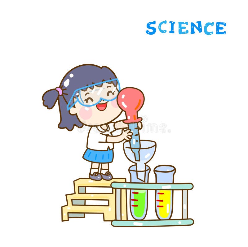Cartoon Kids Learning Science Classroom. Stock Illustration ...