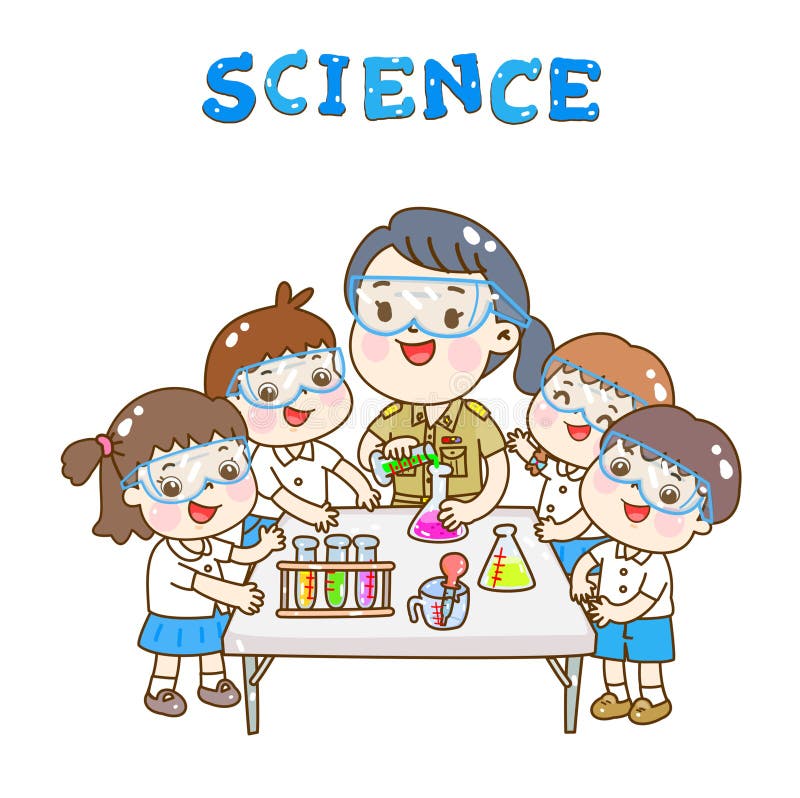 Cartoon Set Science for Kids. Stock Illustration - Illustration of ...